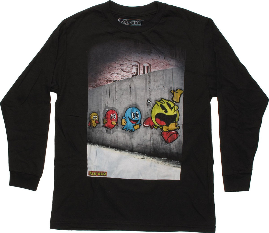 Pacman Ghost Chase Graffiti Wall LS Youth T-Shirt – Stylin Online
